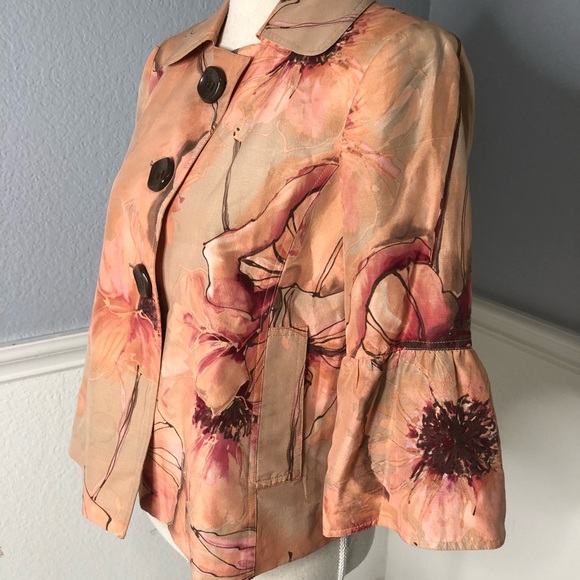Trevan | Jackets & Coats | Trevan Peach Silk Blend Bell Sleeve Blazer ...